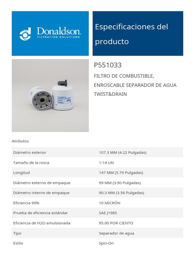 Filtro SPC P551033 | PDF