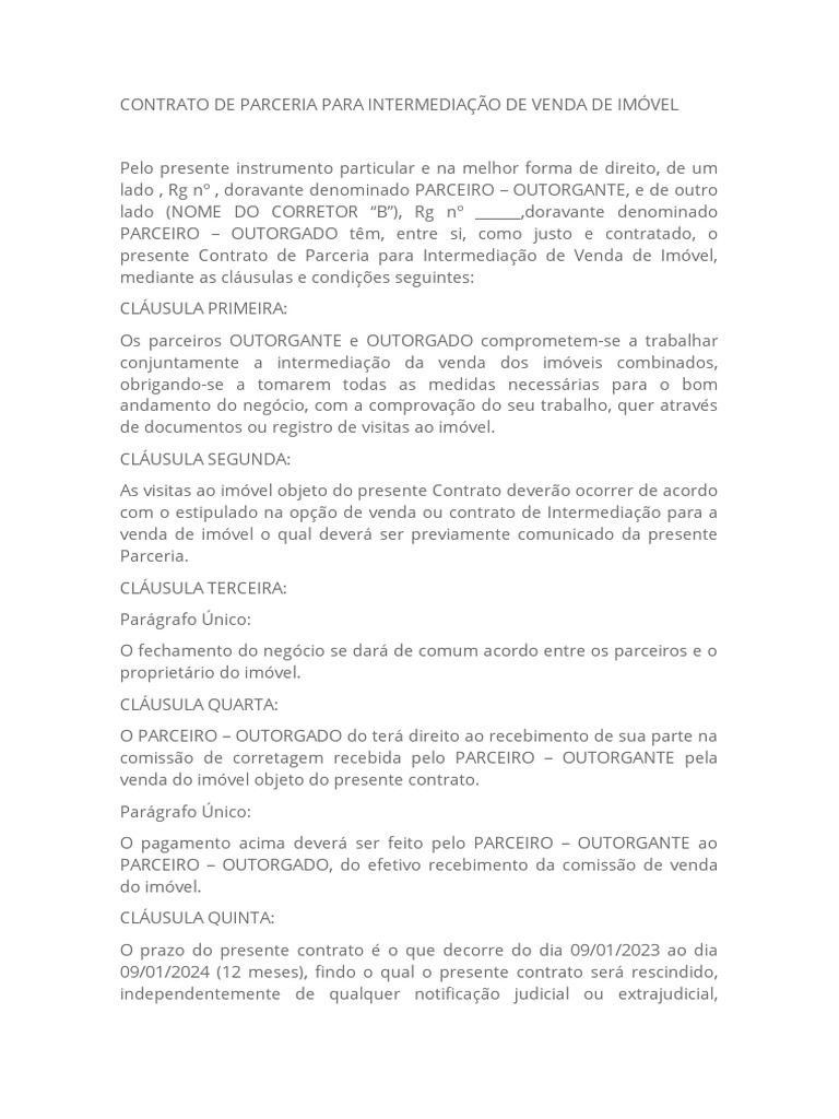 Documento contrato de parcerias 2 | PDF