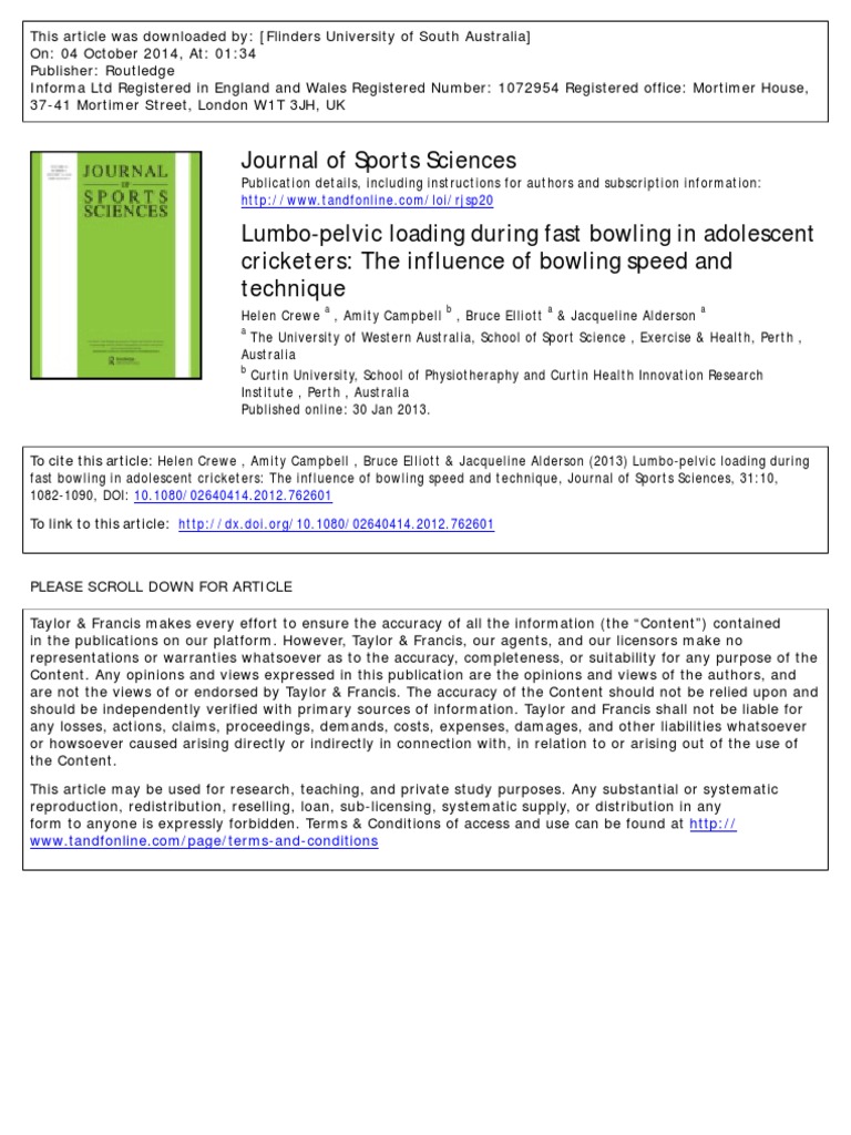 Lumbo Pelvic Laoding Fast Bowler | PDF | Bowling (Cricket) | Human Leg