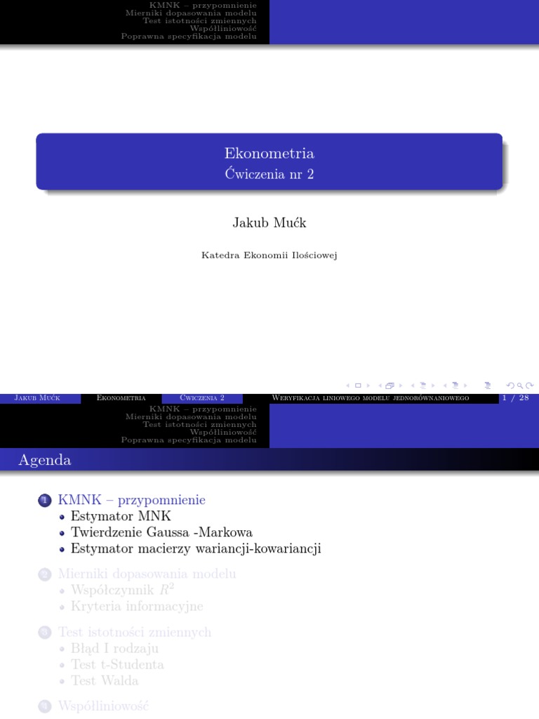 Ekonometria Prezentacja 2 | PDF