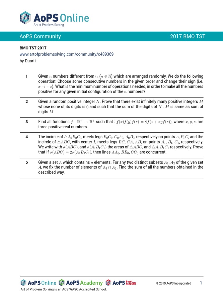 Aops Community 2017 Bmo TST | PDF