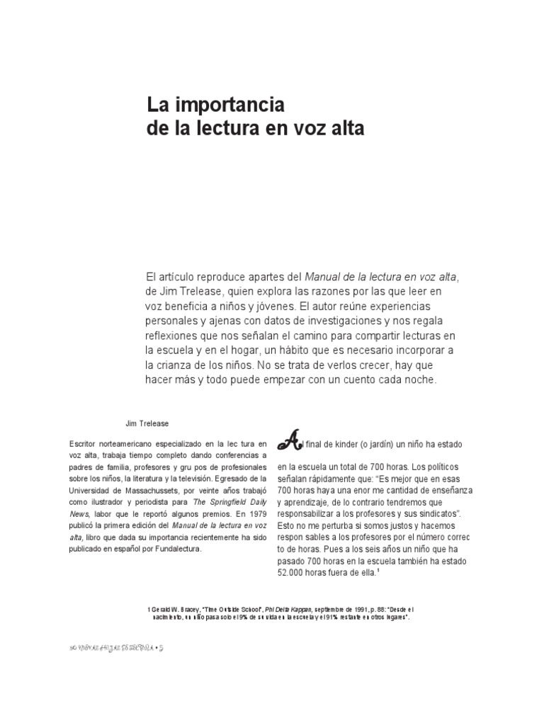 La Importancia de La Lectura en Voz Alta - Jim Trelease | PDF | Dr ...