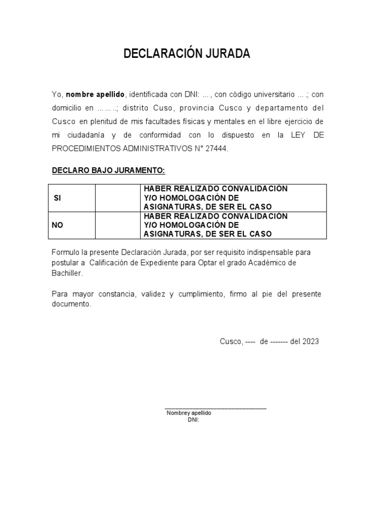 MODELO DJ - Homologacion Y.O Convalidacion. | PDF