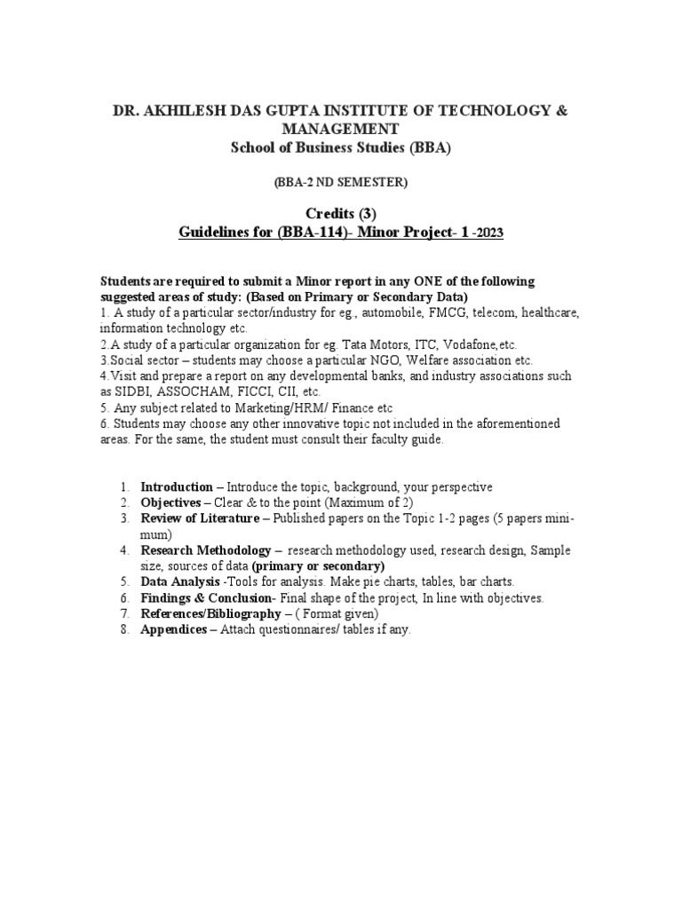 Bba - 2 Sem Minor Project - Guidelines 2023 | Download Free PDF ... Bba - 2 Sem Minor Project - Guidelines 2023 | Download Free PDF ...