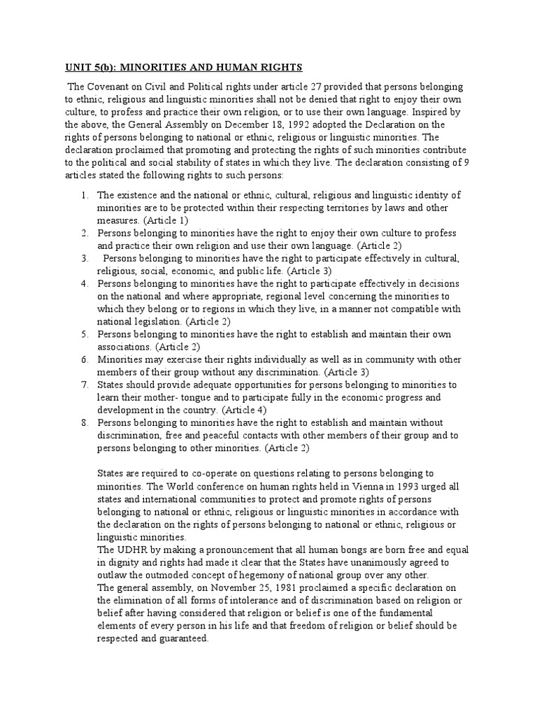 Minorities and Human Rights | PDF | Minority Group | Libertarian Theory