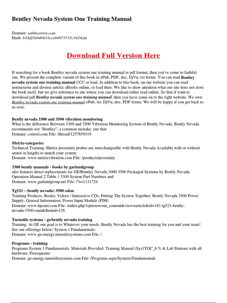 Bentley Nevada System One Training Guide | PDF | Computing