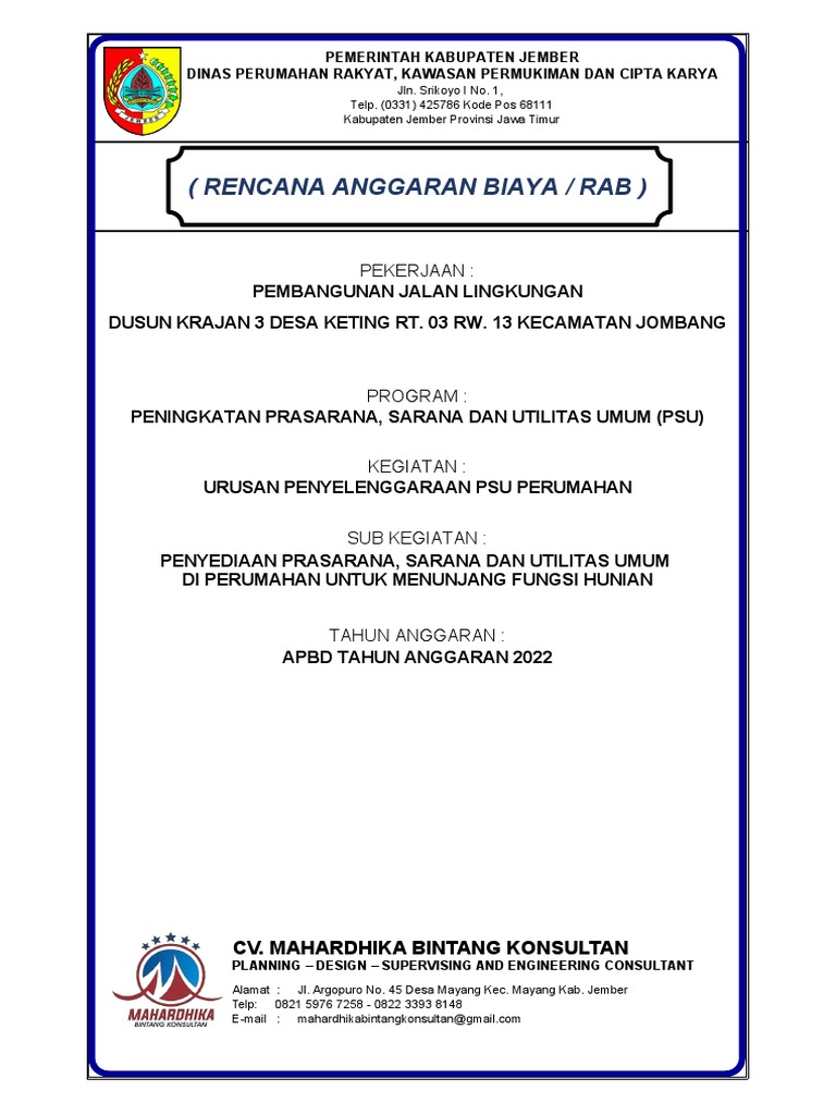 (Rencana Anggaran Biaya / Rab) : Pekerjaan | PDF