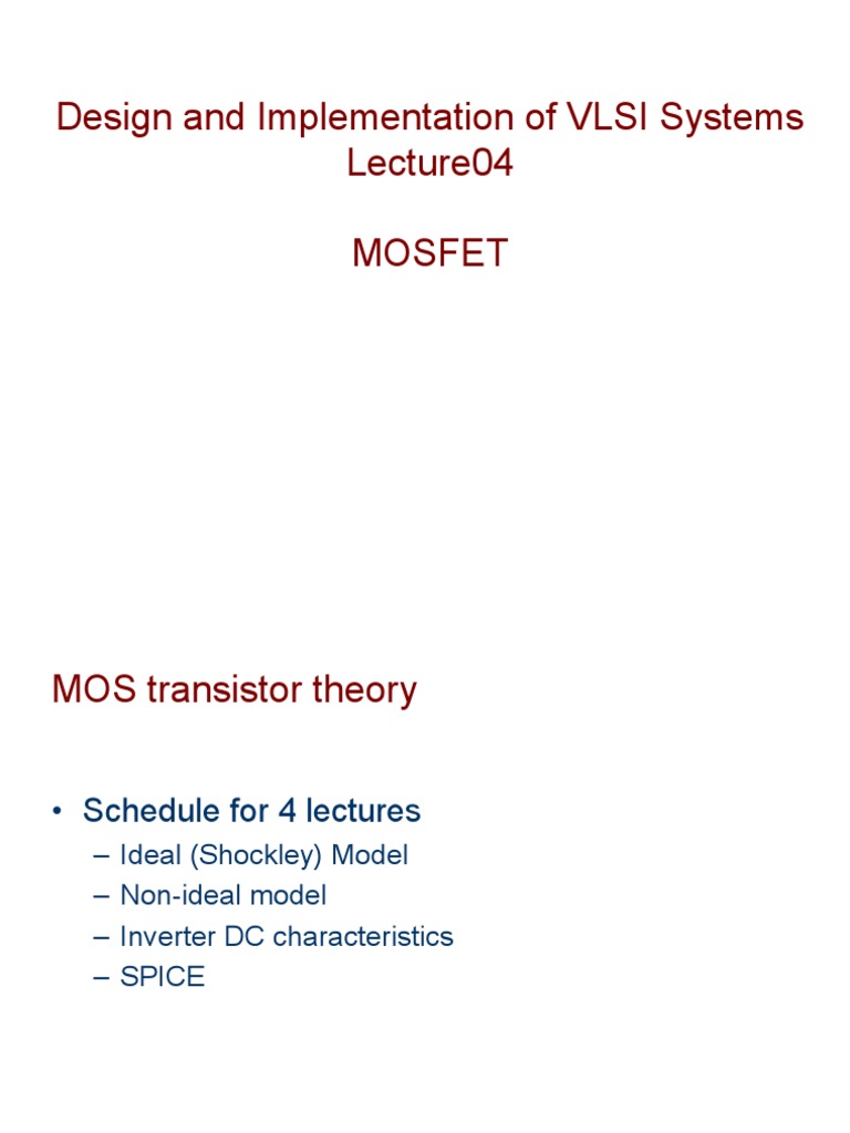 Lecture04 MOS | PDF | Mosfet | Field Effect Transistor