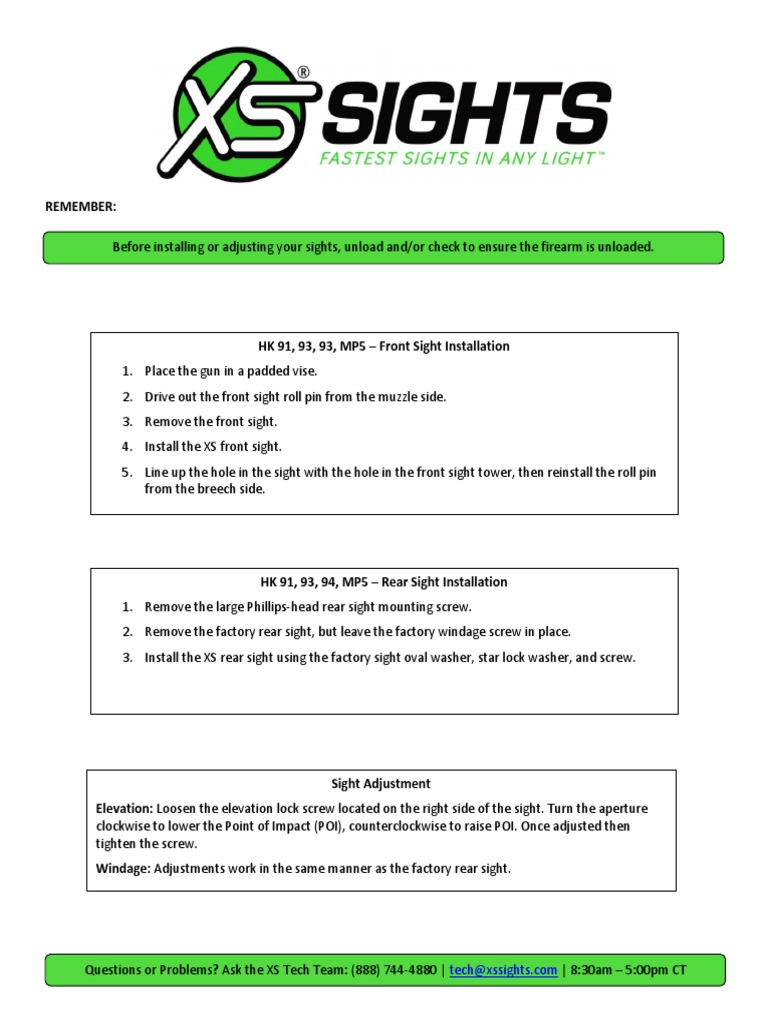 HK 91 93 93 MP5 Front and Rear Sight Instructions | PDF | History