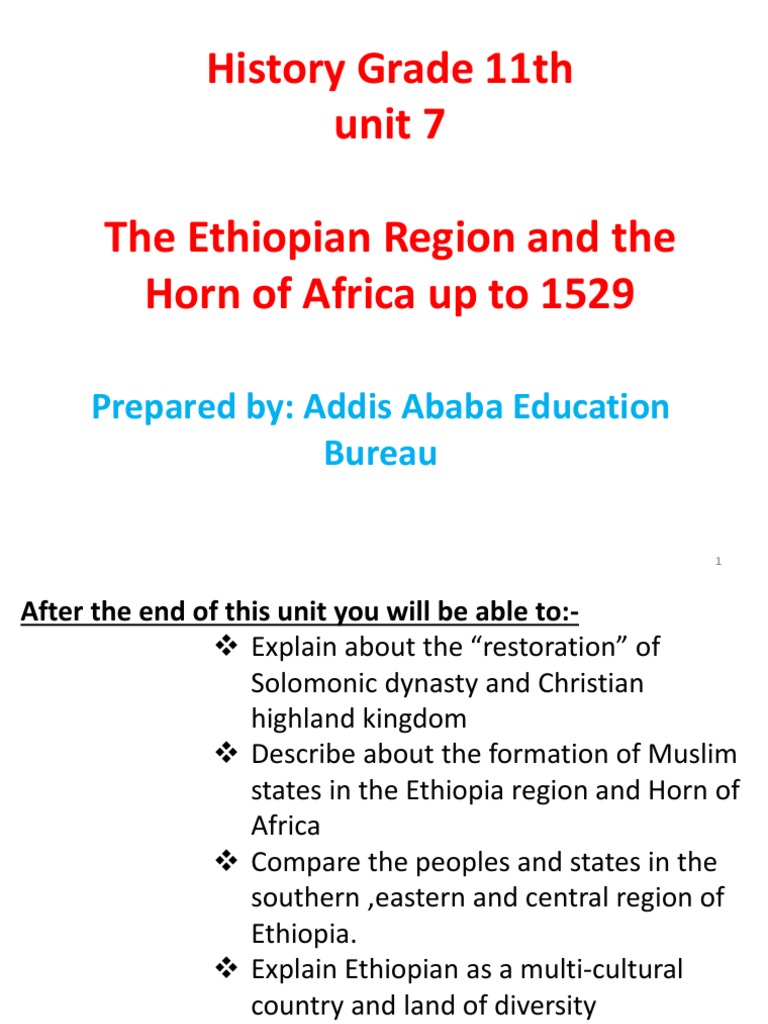Ethiopia and the Horn: Grade 11 Overview | PDF | Horn Of Africa | Ethiopia