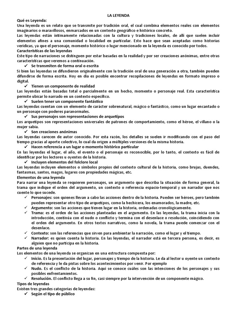 La Leyenda | PDF | Leyendas | Narración