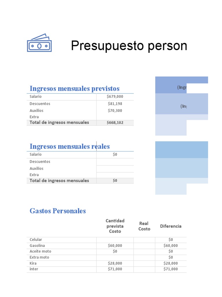 Plantilla de Presupuesto Quincenal Excel | PDF