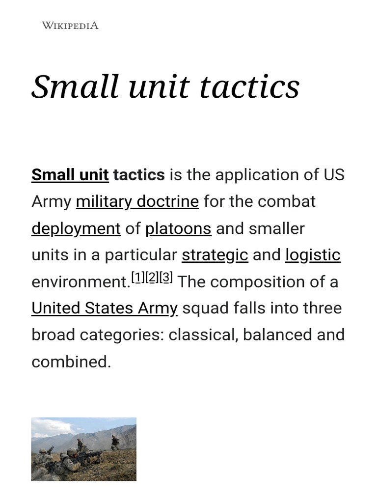 Small Unit Tactics in the U.S. Army | PDF