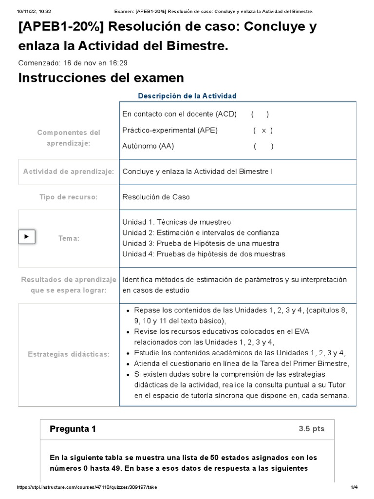 Examen - (APEB1-20%) Resolución de Caso - Concluye y Enlaza La ...