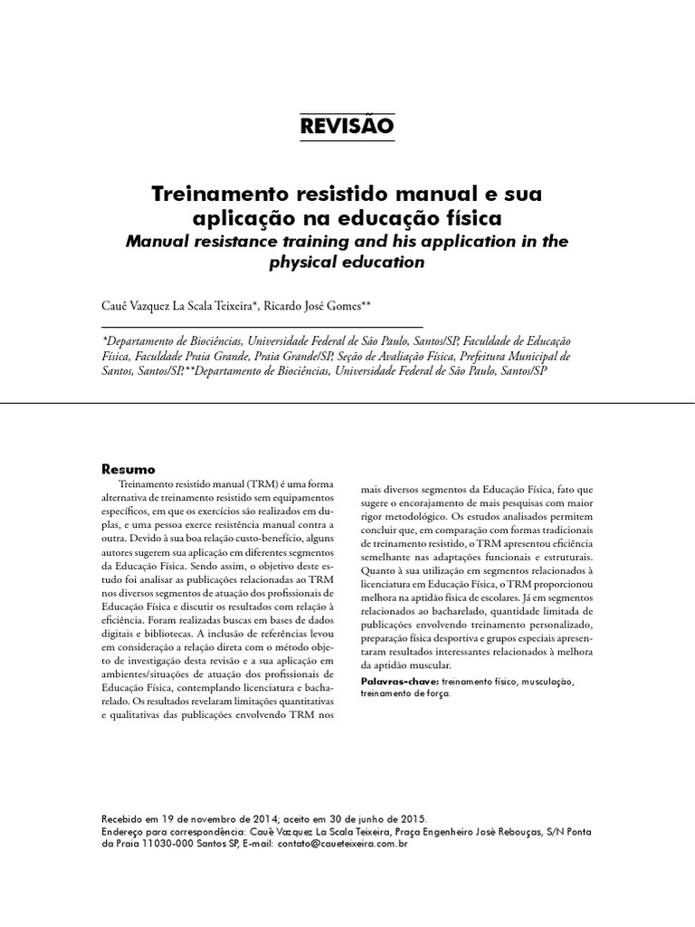 2016 - Treinamento Resistido Manual e Sua Aplicação Na Educação Física ...