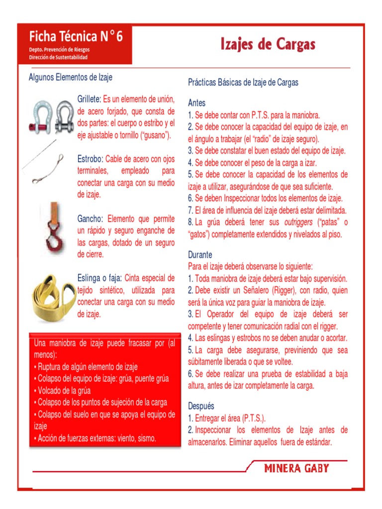 Ficha Tecnica DS 06-12 Elemento de Izaje | PDF