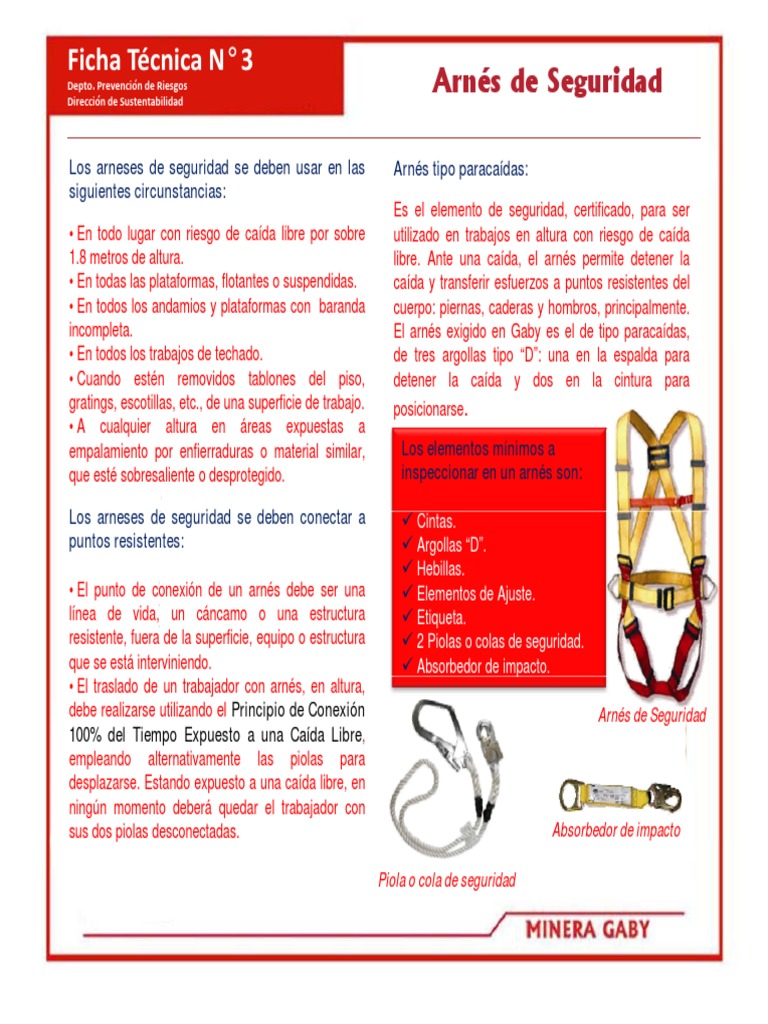 Ficha Tecnica DS 03 - Arnes de Seguridad | PDF | Cinturón de seguridad ...