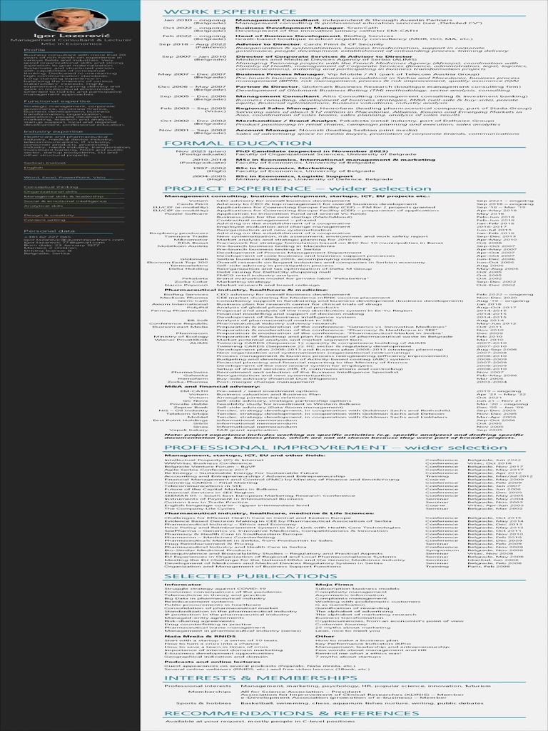 CV - Igor Lazarevic (Detailed) | PDF