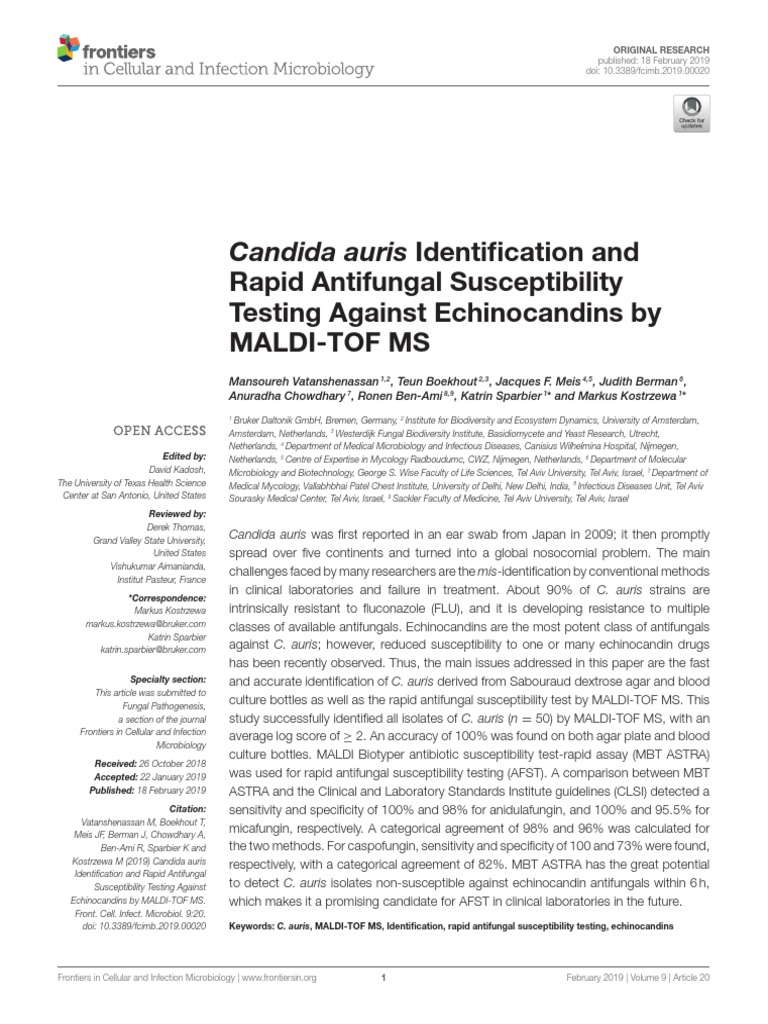 Candida auris Identification and Rapid Antifungal Susceptibility ...