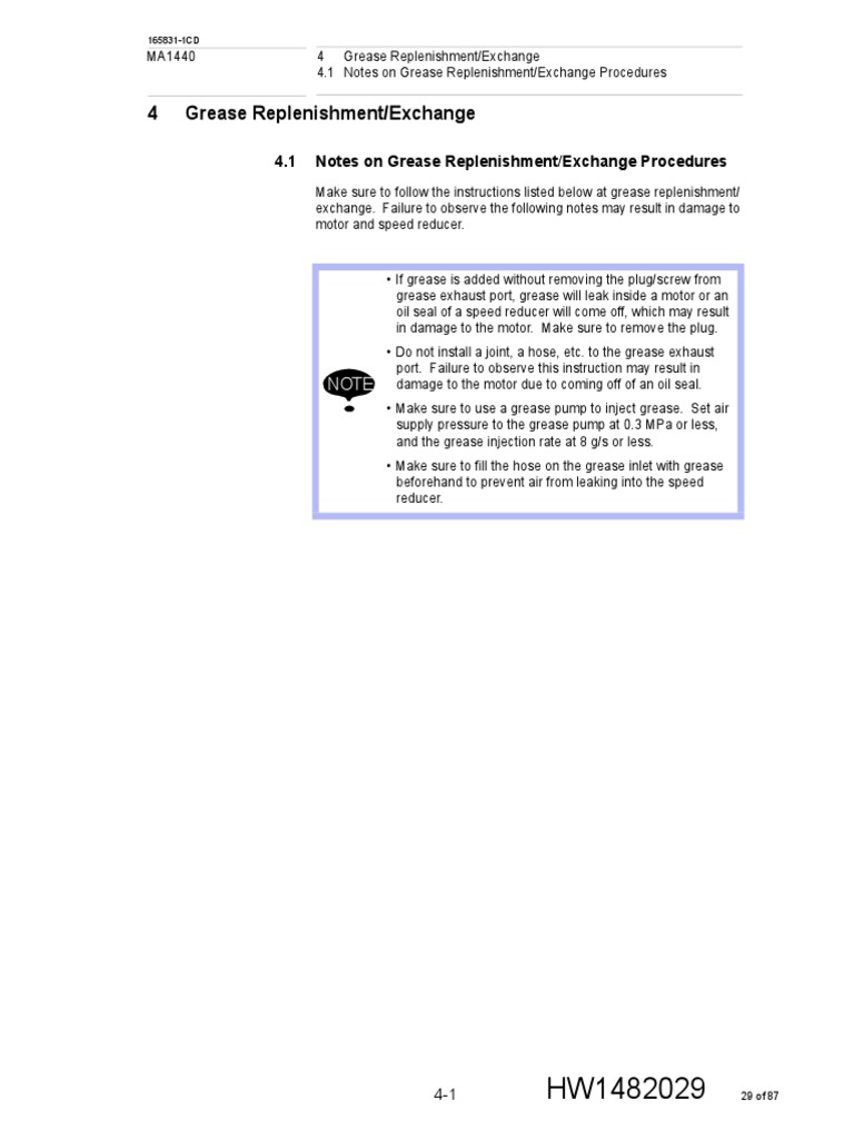 Grease Replenishment Guide | PDF | Screw | Pump