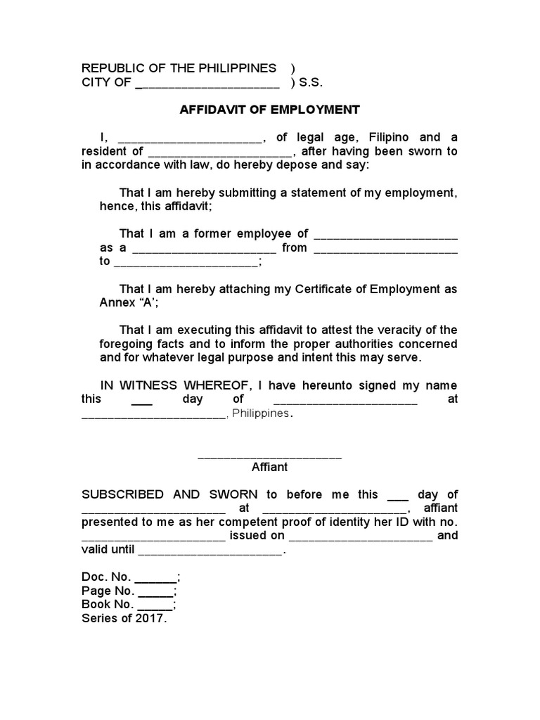 Affidavit of Employment | PDF