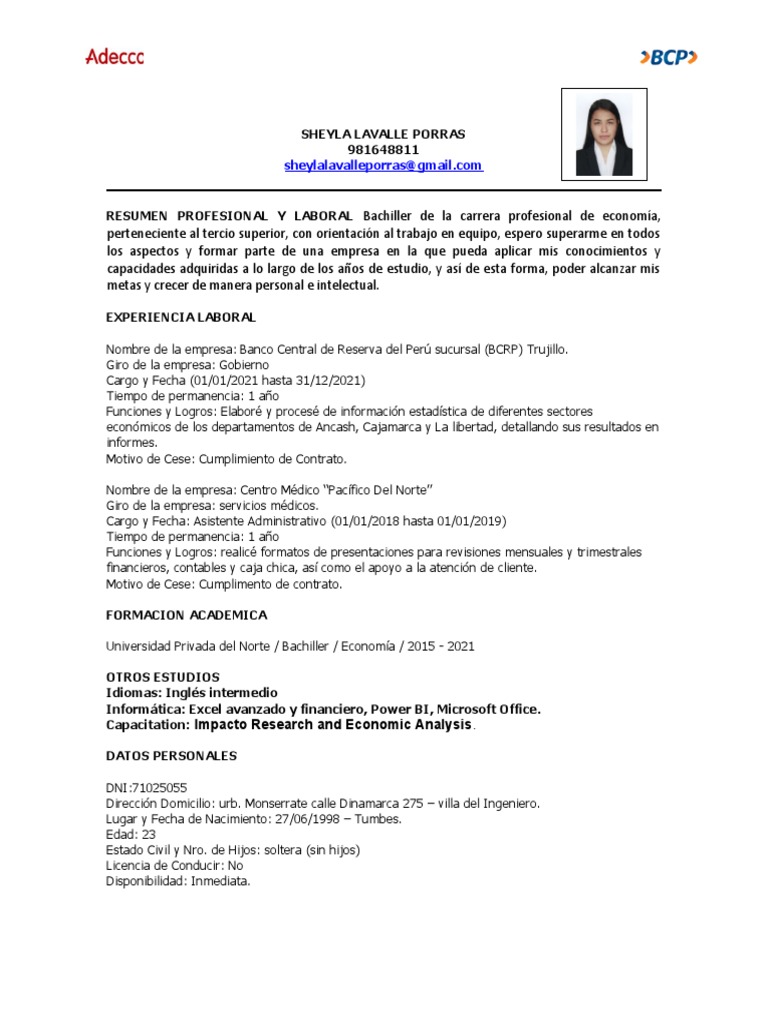 Modelo de CV - A | PDF | Crecimiento personal y profesional