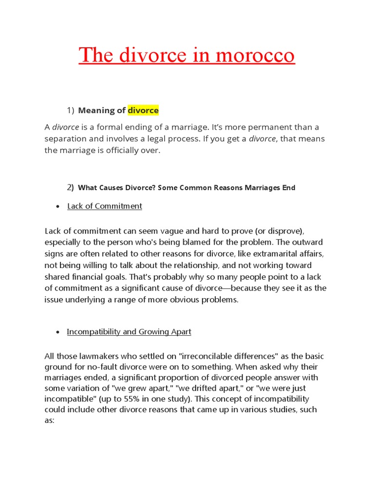 The Divorce in Morocco | PDF | Divorce | Marriage