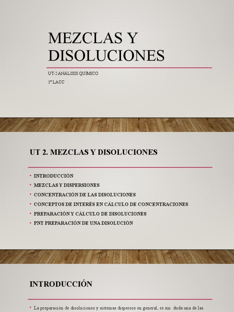 UT 02 ANALISIS QUIMICO Mezclas y Disoluciones FPM V FINAL | PDF | Coloide | Concentración
