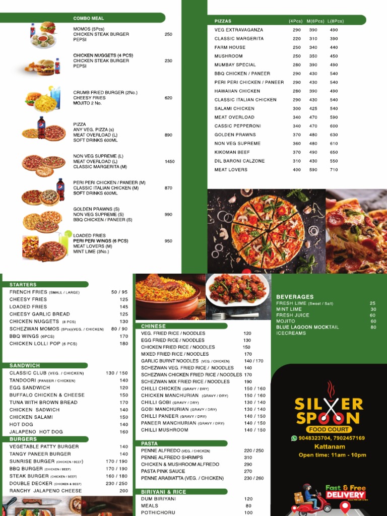 Silver Spoon Combo Meal Menu | PDF | Hamburgers | Asian Cuisine