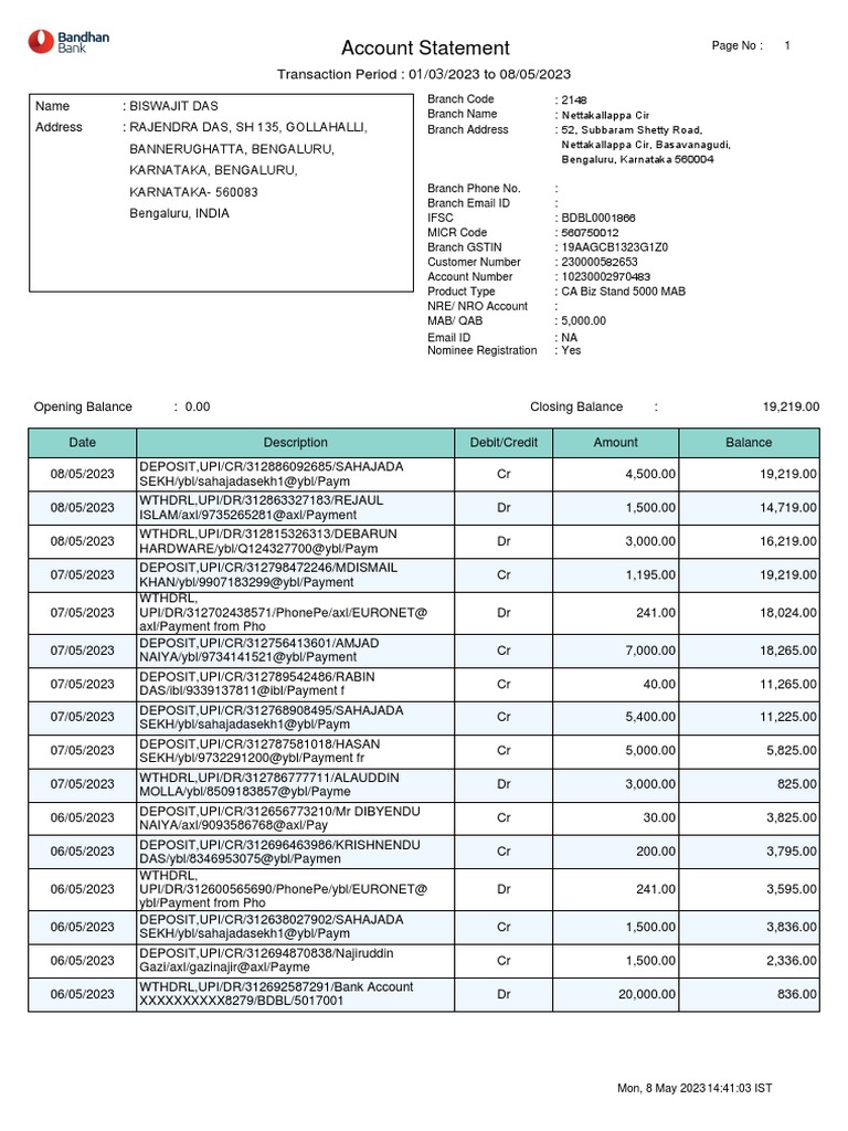 Statement (1) OK2 | PDF | Payments | Debits And Credits