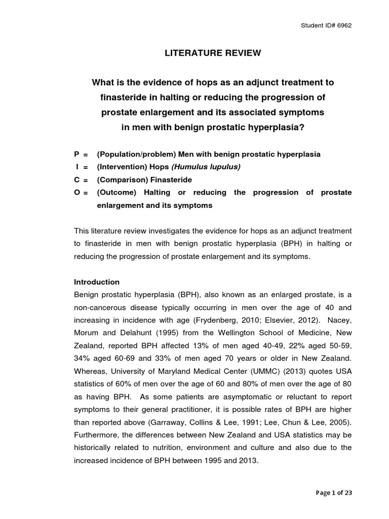 Literature Review Hops and BPH | PDF | Prostate Cancer | Diseases And ...