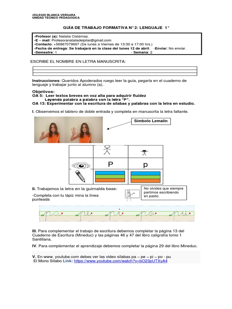 Guía Letra P 2 | PDF