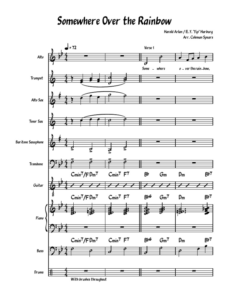 Somewhere Over The Rainbow-Score - and - Parts | PDF | Saxophone ...