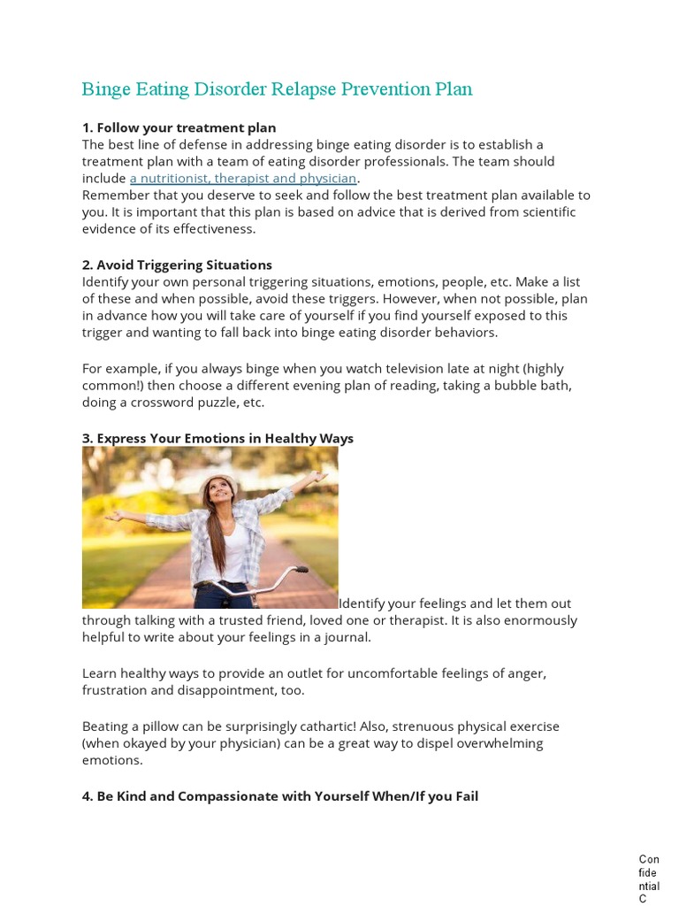 Binge Eating Disorder Relapse Prevention Plan | PDF | Eating Disorder ...