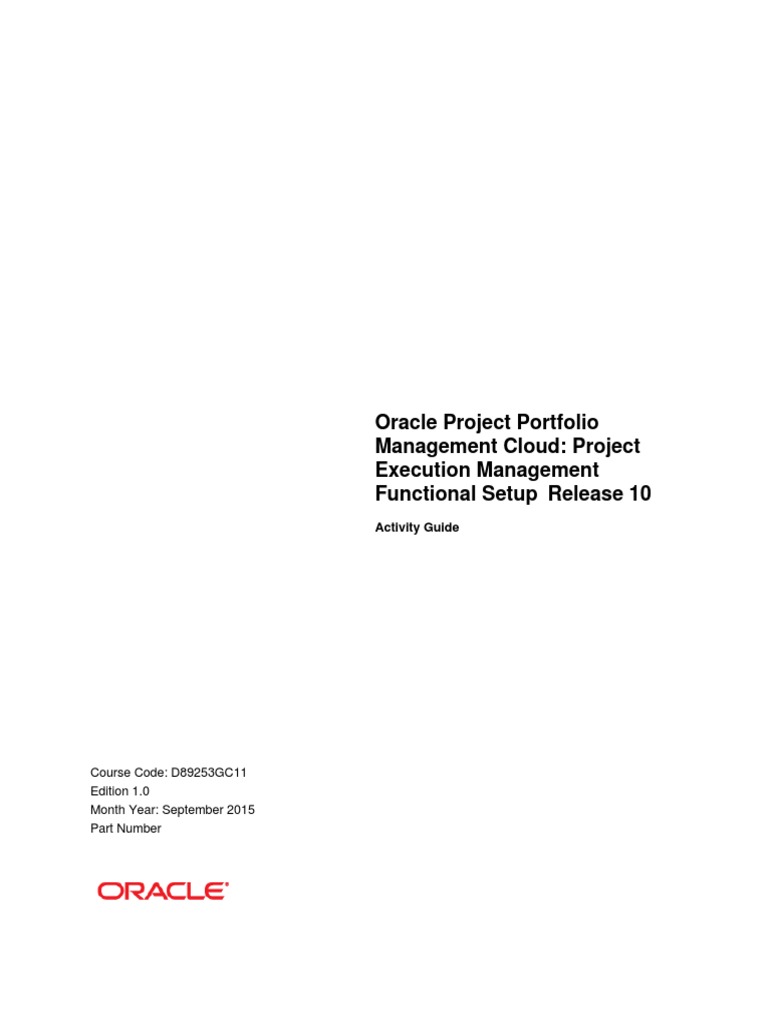 Oracle Project Portfolio MGMT Cloud - Project Execution MGMT Func ...