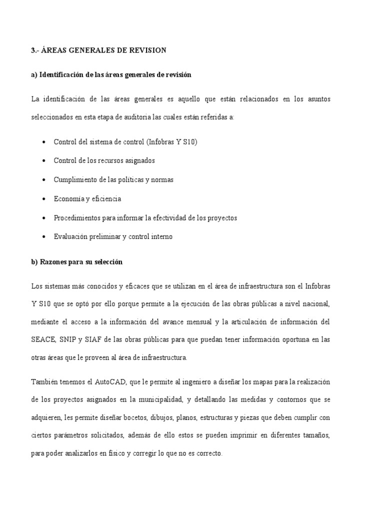 Areas Generales de Revision | PDF | Planificación | Auditoría