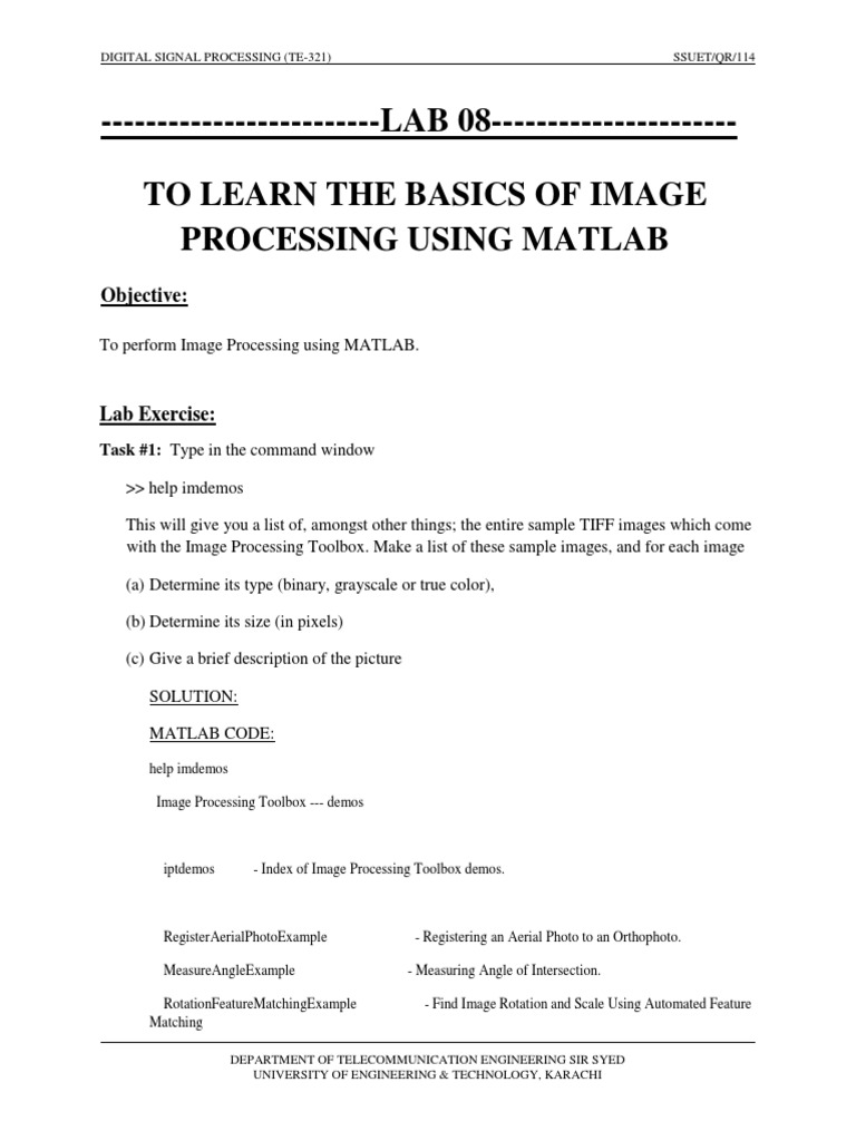 Lab 8 DSP | PDF | Image Segmentation | Computing