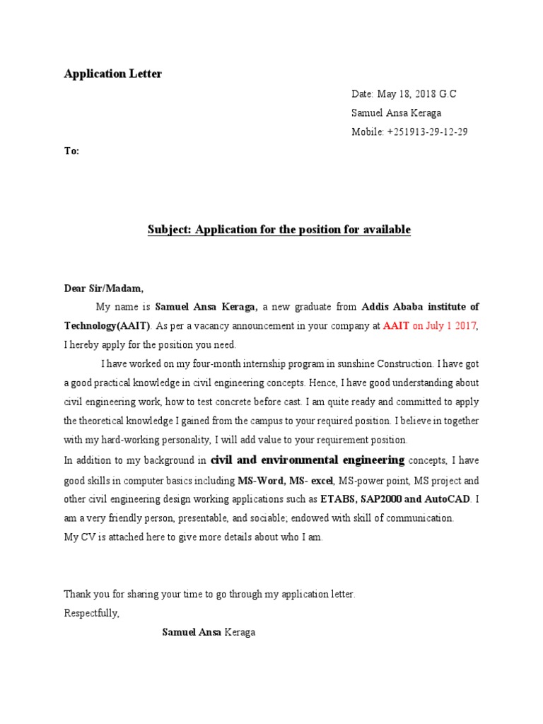 1526752920 Application Letter (2) | PDF | Engineering