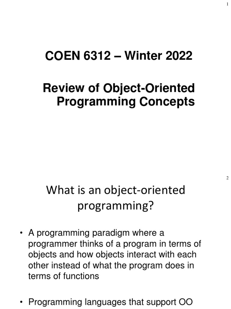 1 Ooreview Pdf Method Computer Programming Class Computer Programming