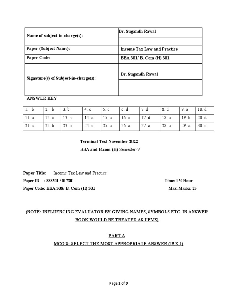 ITLP Question Bank | PDF | Income | Taxes