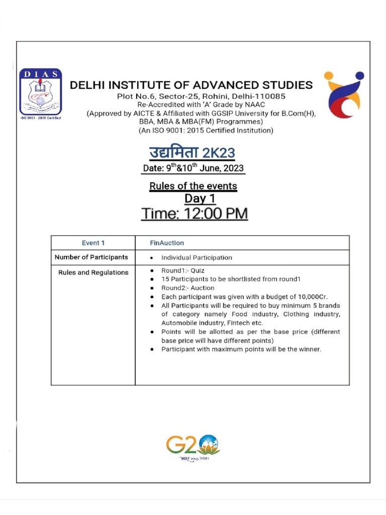 Management Fest, DIAS | PDF