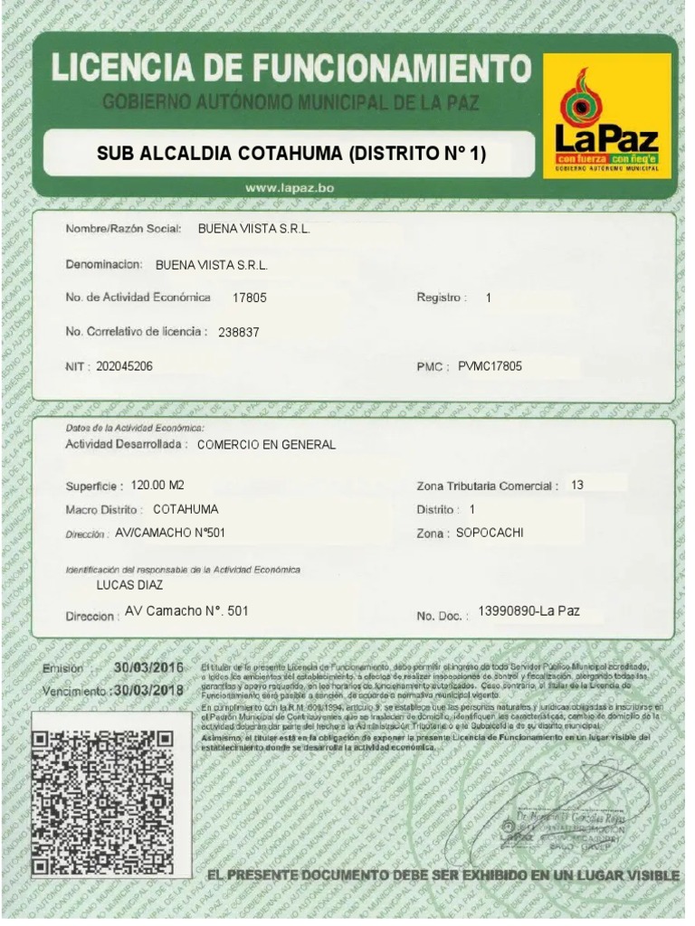 Licencia de Funcionamiento | PDF