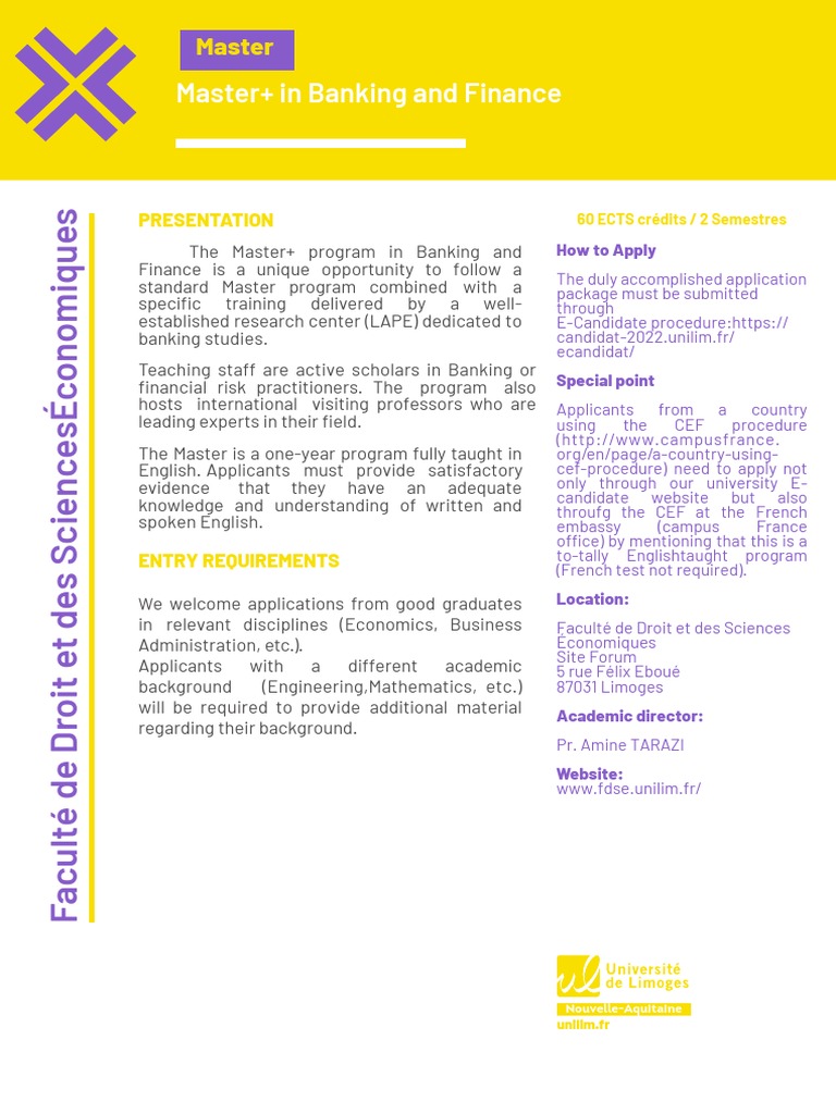Master+ in Banking and Finance Program | PDF | Banks | Postgraduate ...