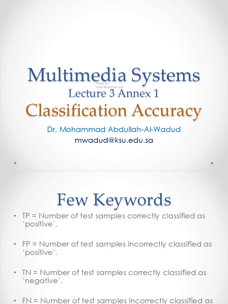 SWE622 Lecture 3-1 Classification Accuracy | PDF | Teaching Methods & Materials