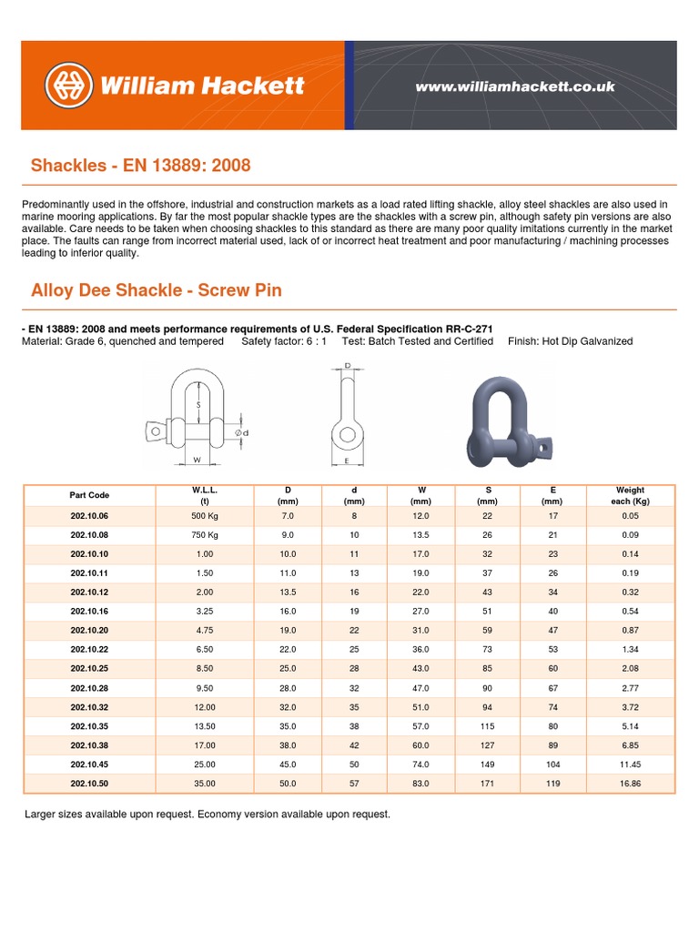 EN 13889 - 2008 - Shackles | PDF | Heat Treating | Metals