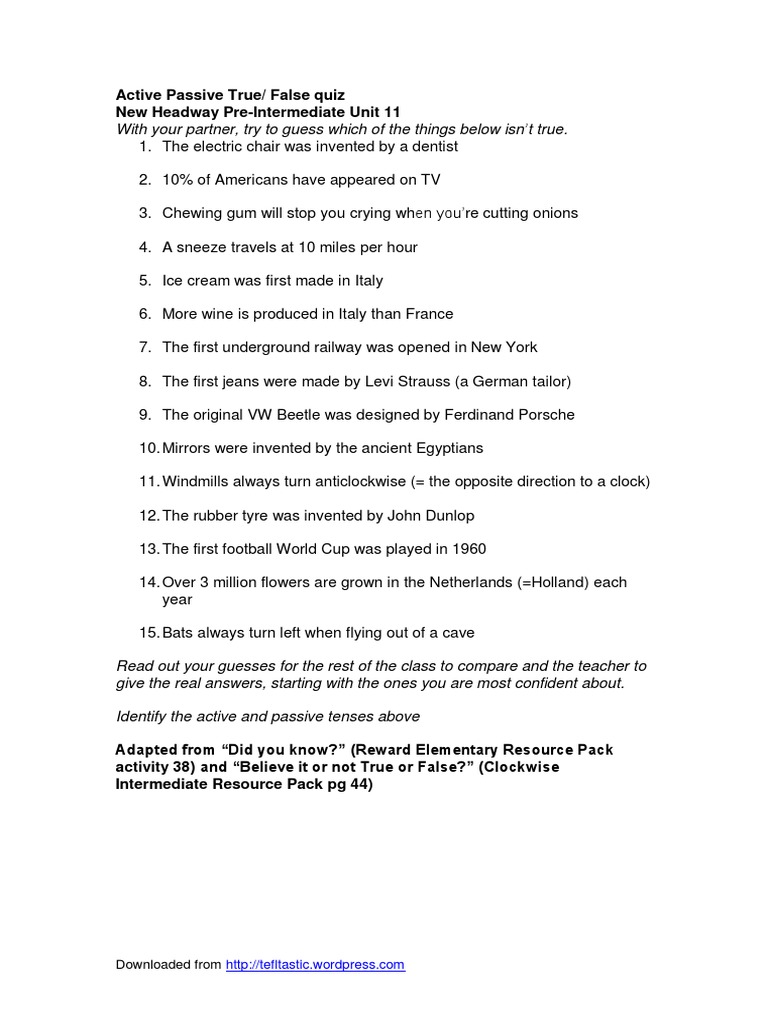 True/False Quiz on Common Myths | PDF | Nature