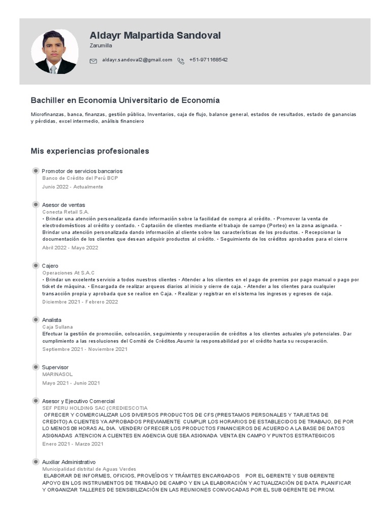 Aldayr Malpartida Sandoval | PDF | Bancos | Microsoft