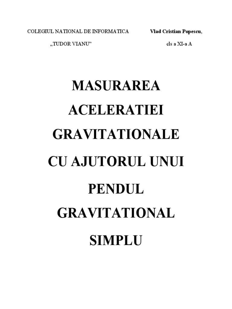 Pendulul Gravitational | PDF