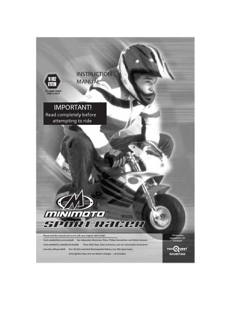 Manual Minimoto Sport Racer | PDF | Tire | Battery (Electricity)