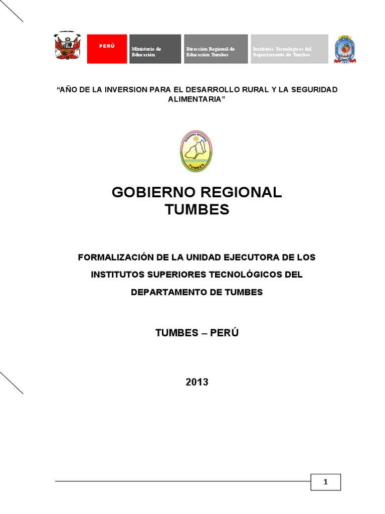 Proyecto de Formalización de La Unidad Ejecutora de Los I.E.S.T.P. de Tumbes | PDF | Imperio ...